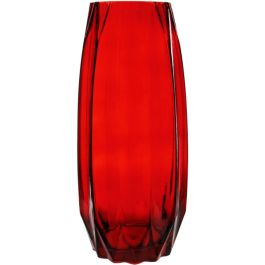 12 x 5 in | Geometric Red Stained Glass Vase | Glass Vases Depot