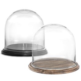Large Glass Cloche Display Dome Black Wood Base | Glass Vases Depot